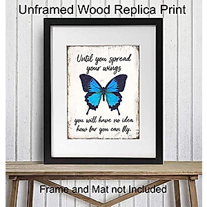 Inspirational Butterfly Wall Art Picture - Boho Positive Quote Home Decor - Encouragement Gift for Women, Girls, Teens - Motivational Self Confidence Decorations for Bedroom, Office, Living Room -8x10