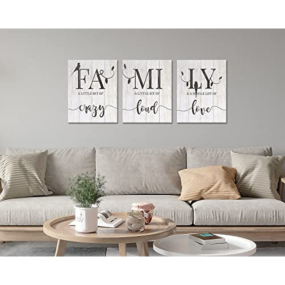 ARTINME Decorative Farmhouse Home Wall Decor Set of 3 - Rustic Family Signs Wall Art with Frames for Bedroom, Living Room, Home Wall Decor (12"x15",Set of 3)