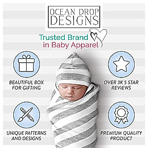 Ocean Drop 100% Cotton Mommy and Me Robe and Swaddle Set - Maternity Robe for Hospital - Delivery Gown for Hospital Maternity 4pc Set (Robe, Socks, Baby Swaddle Blanket, Baby Hat & Gift Box)