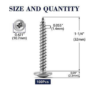 #8 x 1-1/4" Wood Screw 100Pcs 410 Stainless Steel Standard Thread Truss Head Fast Self Tapping by SG TZH