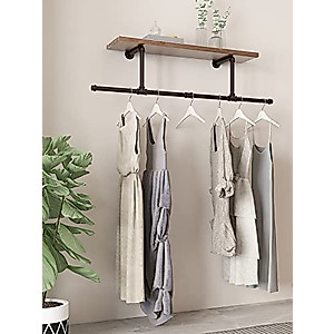 MUZIK 40 inch Long Industrial Pipe Clothes Rack, Heavy Duty Wall Mounted Garment Racks for Bathroom Cabinet Boutique Clothing Store