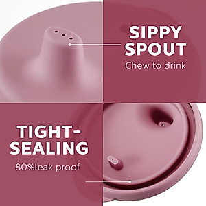 Baby Straw Cup Silicone Baby Training Cup 6 oz Infant Learning Cup Baby Training Sippy Cute Cup with Lid and Handle Baby Transition Cup for Over 6 Months Baby Infant Toddler (Pink, 1)