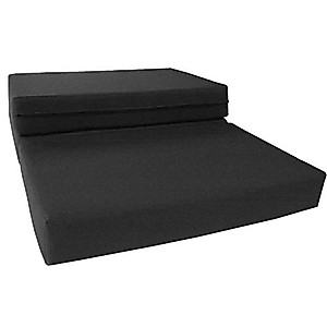 D&D Futon Furniture Black Full Size Shikibuton Trifold Foam Beds 6 x 54 x 75, High Density Resilient White Foam 1.8 lbs, Floor Foam Folding Mats.
