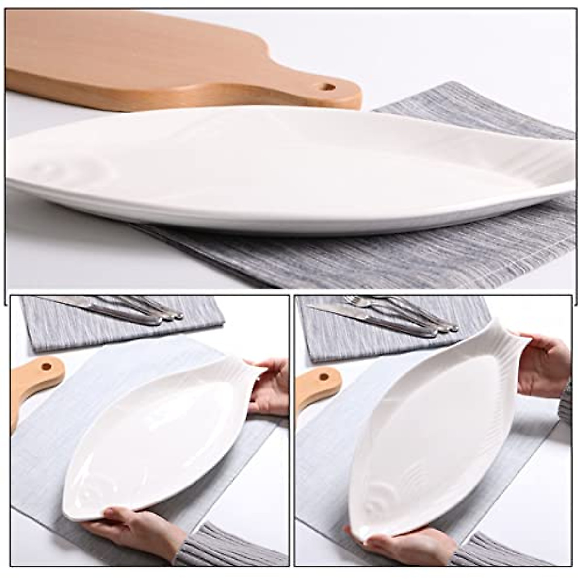 Cabilock 1pc Restaurant Meat Hotel Household Salad Dishes Pizza Platters, Supplies Sushi, Display Server Platters Food Cocktail Dish Shape Ceramics Fish, Serving Arge Birthday Trays Coffee