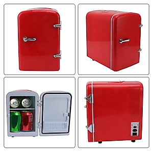 Luqeeg Mini Beauty Fridge, 4L Portable Refrigerator, Cooler Warmer Refrigerator Desktop Accessory for Home Office Dorm Travel for Skin Care Beverage Medications, DC 12V Car Plug