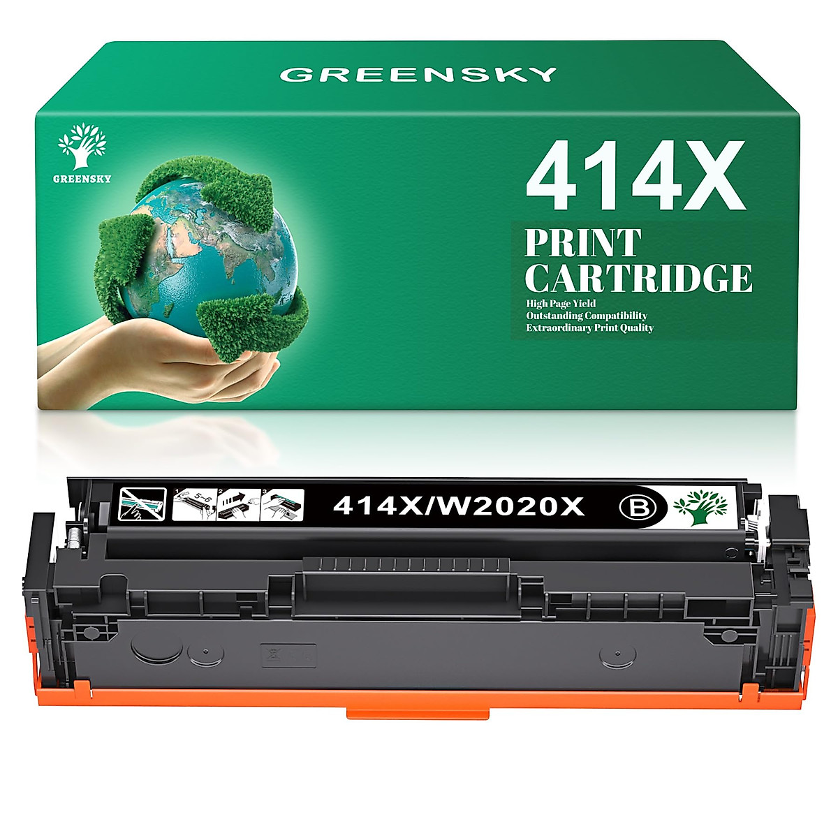 414X Toner Cartridge GREENSKY Compatible Replacement for HP 414X W2020X 414A W2020A Used with HP Color Laserjet Pro MFP M479fdw M454dw M454dn M479fdn M479dw M479 M454 Printer (1 Black, NO CHIP)