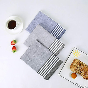 Wenzhi Kitchen Dish Towels for Washing Dishes, Cotton Light Blue Kitchen Towels for Drying, 19x28 Inches Tea Towels Pack of 3