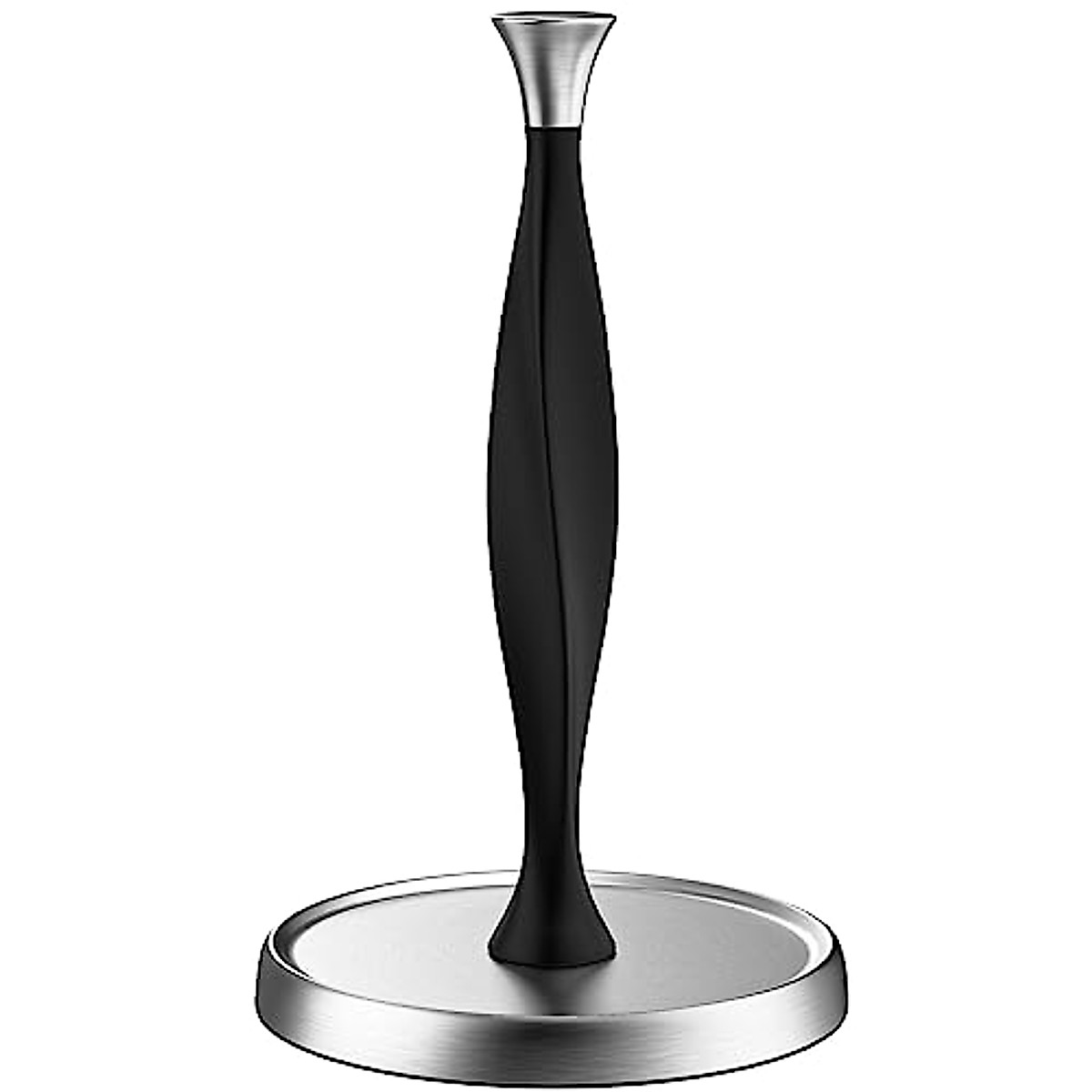 Swaitee Paper Towel Holder, One Hand Tear Countertop Paper Towel Holder for Standard & Jumbo Rolls, Stainless Steel Paper Towel Holder with Anti-Slip Weighted Base for Kitchen and Bathroom(Silver+ABS)