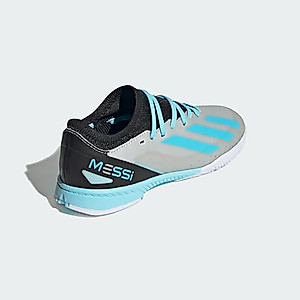 adidas X Crazyfast Messi.3 Indoor Sneaker, Silver Metallic/Bliss Blue/Core Black, 5.5 US Unisex Big Kid