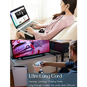 SOLMIMI USB Earbuds with Microphone for PC Laptop, 2M/6.5ft USB Headset with Microphone for PC, USB Headphones for Computer Laptop PC PS4 PS5 Notebook Desktop Office Home with Volume Control& Mute