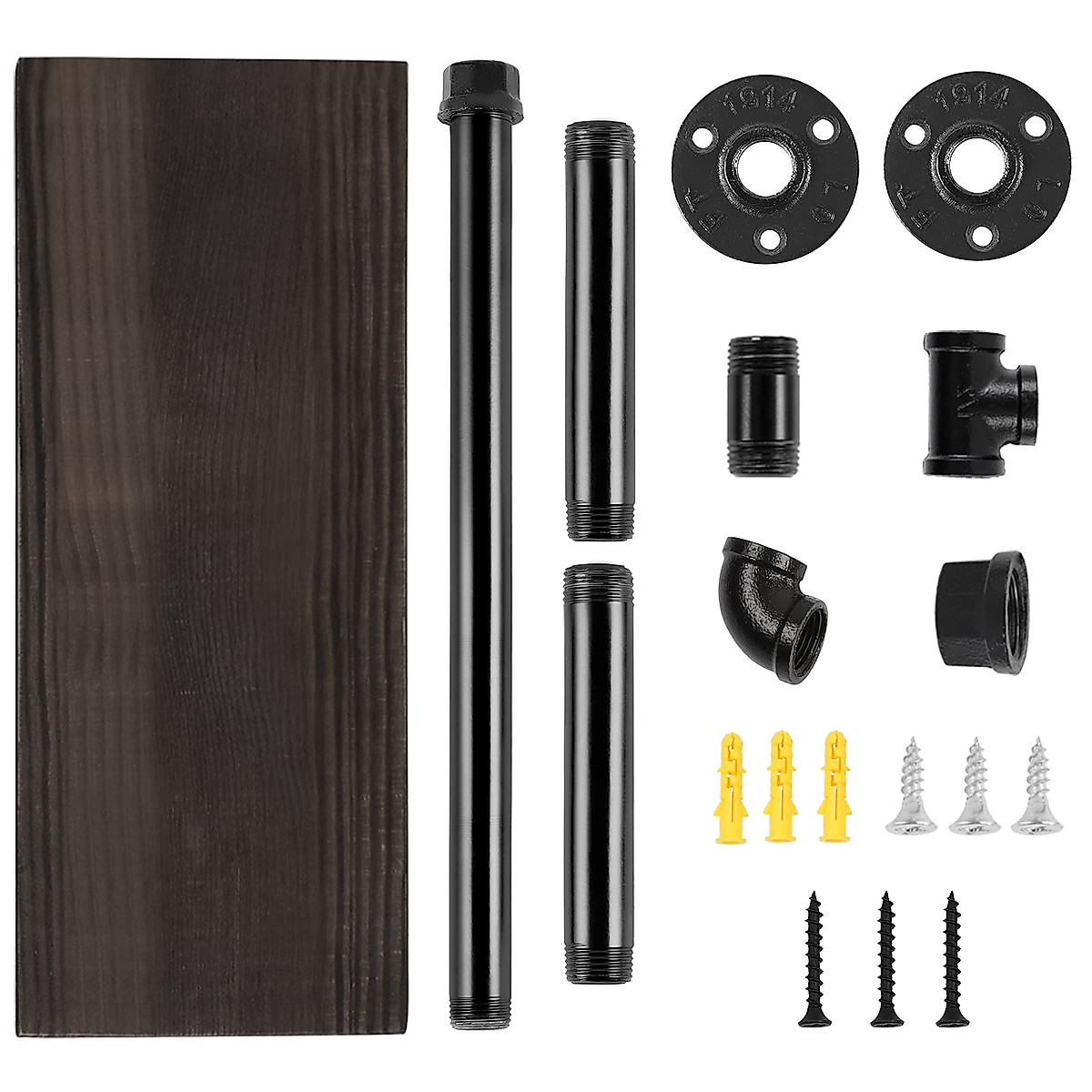 Industrial Wall Paper Towel Holder Wood & Pipe Floating Shelf Vintage Hand Roll Paper Towel Holders Stand Wall Mounted Toilet Paper Storage Rack for Bathroom, Kitchen, Washroom(Rustic Brown)