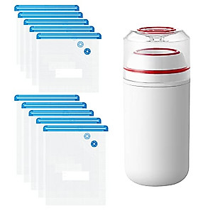 VMSTR Vacuum Sealer Machine, Rechargeable food saver vacuum sealer machine, Portable Handheld food sealer For Sous Vide Cooking, Sous Vide Bags food Storage Set 10 PCS…