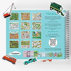 Sticker Book for Kids 2-4, 500+ Kids Stickers, Cars, Trucks, Planes & Trains 12 Coloring Pages 12 Side by Side Scenes, Fun Toddler Travel Activity Coloring and Sticker Books for Ages 4-8 + 8-10