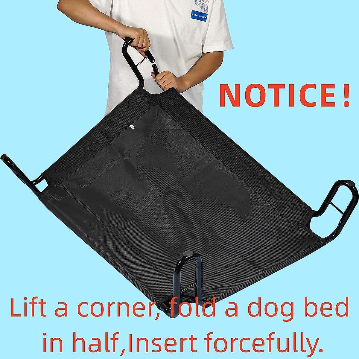 grageoo Outdoor Elevated Dog Bed,Cooling Raised Dog Cot Bed for Large Dogs,Pet Bed Waterproof with Stable Frame,Breathable Recyclable Mesh,Up to 85 lbs,Black