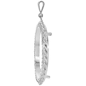 Sterling Silver 2 oz Pancho Villa Rope Bezel 47 mm Coins Prong Back Diamond Cut Coin NOT Included