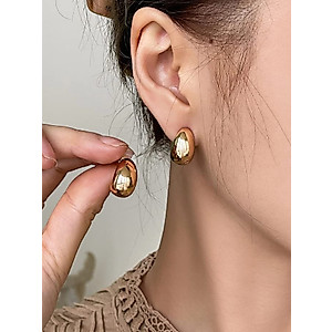 Chunky Gold Hoop Earrings for Women Lightweight Teardrop Earrings Hypoallergenic Gold Plated Earrings Trendy Waterdrop Stud Earrings for Birthday Gifts(Gold)