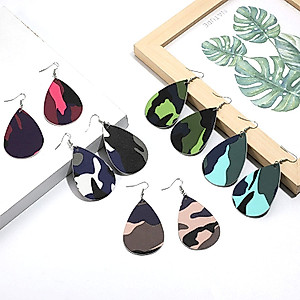 Picheng 7 Pieces Camouflage Faux Leather Sheets,Camouflage Blue PU Synthetic Leather Sheet for Earrings Bow Shoes DIY Craft Handmade Projects Hair Accessories Making 7 Pcs 8.2''x11.8''…