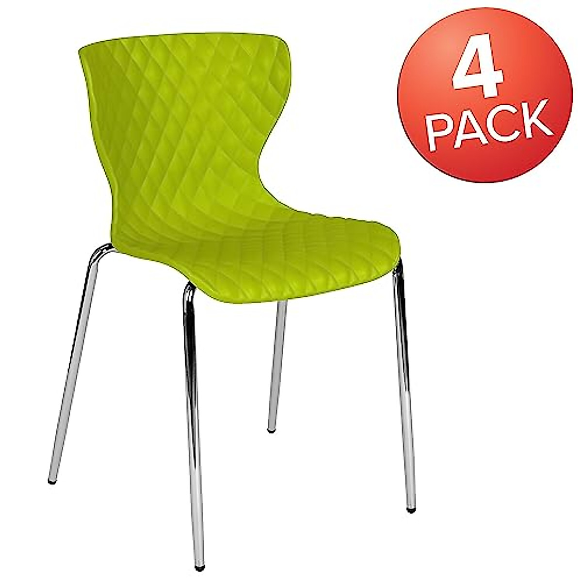 Flash Furniture 4 Pack Lowell Contemporary Design Citrus Green Plastic Stack Chair