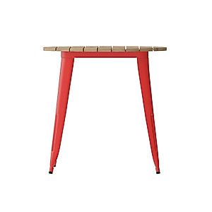 Flash Furniture Declan Commercial Outdoor Dining Table, All Weather Poly Resin Top with Steel Base, 30" Round, Brown/Red