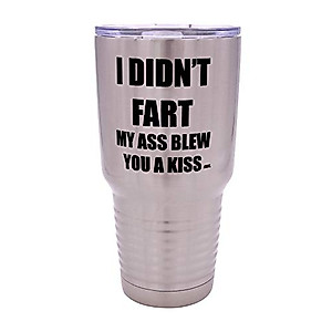 Rogue River Tactical Funny Blew You a Kiss Large 30 Ounce Travel Tumbler Mug Cup w/Lid Vacuum Insulated Hot or Cold Sarcastic