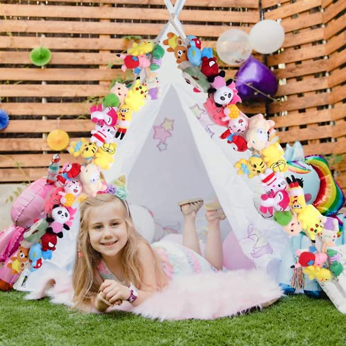 Stuffed Animals Storage Chain Organizers, LONCHDAN 80" Cotton Hanging Storage Chain with 20 Metal Clips Stuffed Animal Display Holder Chain for Wall or Corner Nursery Play Room