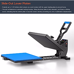Delclynee 16" x 24" Slide Out Heat Press Machine for T Shirts, Clamshell Pull Out Lower Platen, Industrial-Quality Digital Sublimation Printer for Heat Transfer Vinyl