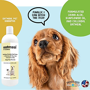 Itch Relief Oatmeal and Aloe Pet Shampoo 16 oz. for Dogs & Cats | Anti-Itch & Deodorizing Formula | Soothe and Moisturize Dry Itchy Sensitive Skin