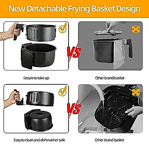 Mdjayo 4.4qt Air Fryer, Compact Oil Free Cooker, Smart Deep Airfryer Oven, 7-In-1 Digital LCD Touch Screen, Double Detachable & Dishwasher Safe Basket, Best Kitchen Accessories, Black