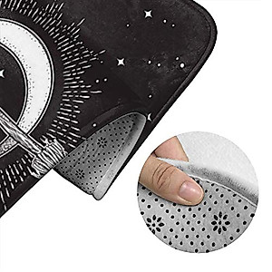 FORSJHSA Moon Stars Witch Bathroom Rugs Set 3 Piece Non Slip Bath Mat + U-Shaped Contour + Toilet Lid Cover Absorbent Bath Mat Set for Tub, Shower and Bathroom, One Size