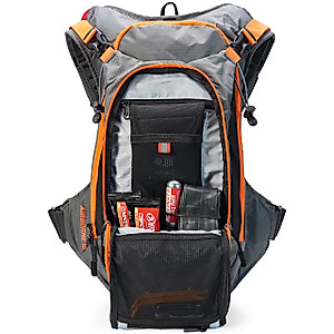 USWE Airborne - Hydration Pack with Hydration Bladder, Bounce Free Backpack for MTB, Cycling, Mountain Biking (15L, Gray/Orange)