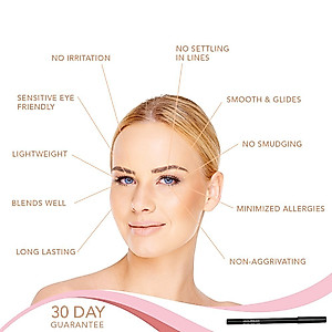 Shimarz Black Eyeliner Pencil for Women with Sensitive Eyes, Hypoallergenic, Smudgeproof Cats Eyes Results, 0.3 oz (Pack of 1)