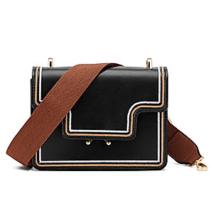 DEVPSISR Wide Shoulder Purse Strap Replacement Adjustable Belt Canvas Bag Crossbody Handbag (Leather Buckle-Coffee)