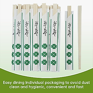 SSHAN Wooden Chopsticks Disposable - Individually Wrapped Disposable Chop Sticks, Solid No Splinter Japanese Chopsticks (100 pairs)