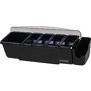 San Jamar Dome Plastic Garnish Center, 8 Pint - 5 Tray, Black