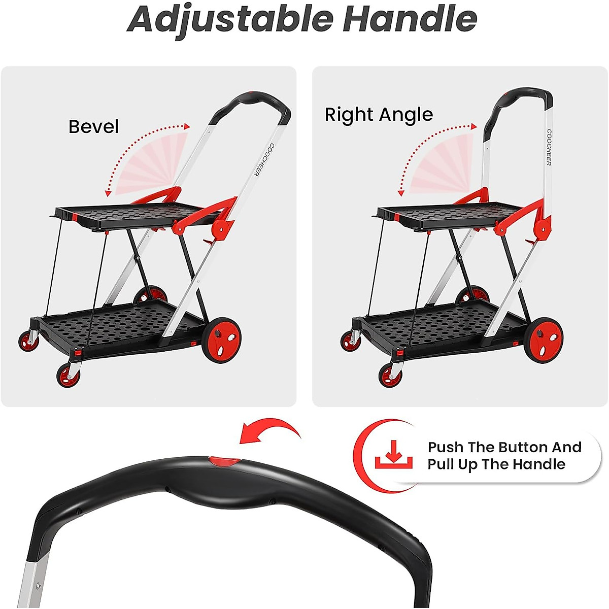Multi Use Functional Collapsible Carts, Shopping Cart with Storage Crate, Mobile Folding Trolley, Portable Folding Cart, Shopping Cart Folding Trolley for Home, Groceries