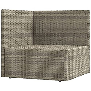 vidaXL 9-Piece Patio Lounge Set with Cushions in Gray - Durable PE (Poly) Rattan - Outdoor Furniture with Powder-Coated Steel Frame & Adjustable Seat
