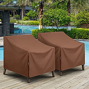 Arcedo Patio Chair Covers 33 Inch and Patio Sofa Cover 60 Inch, Heavy Duty Waterproof Patio Furniture Sofa and Chair Covers with 4 Straps, Brown