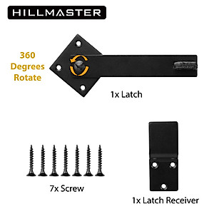 HILLMASTER Sturdy 6" Farm Flip Fence Gate Latch, Barn Door Lock Flip Latch Hardware, Rustic Gate Lock for Cabinet, Shed, Sliding Doors, Matte Black