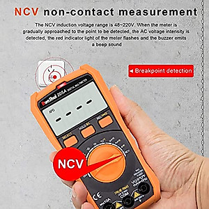 Ruoshui Auto Ranging Digital Multimeter,Electrical Voltmeter Measuring Voltage,Resistance,Temperature,Voltage Multi Tester with NCV Function Tests Current,Battery and Diode,205A