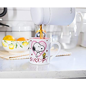 Silver Buffalo Peanuts Snoopy Woodstock Hearts Ceramic Mug, 14-Ounce