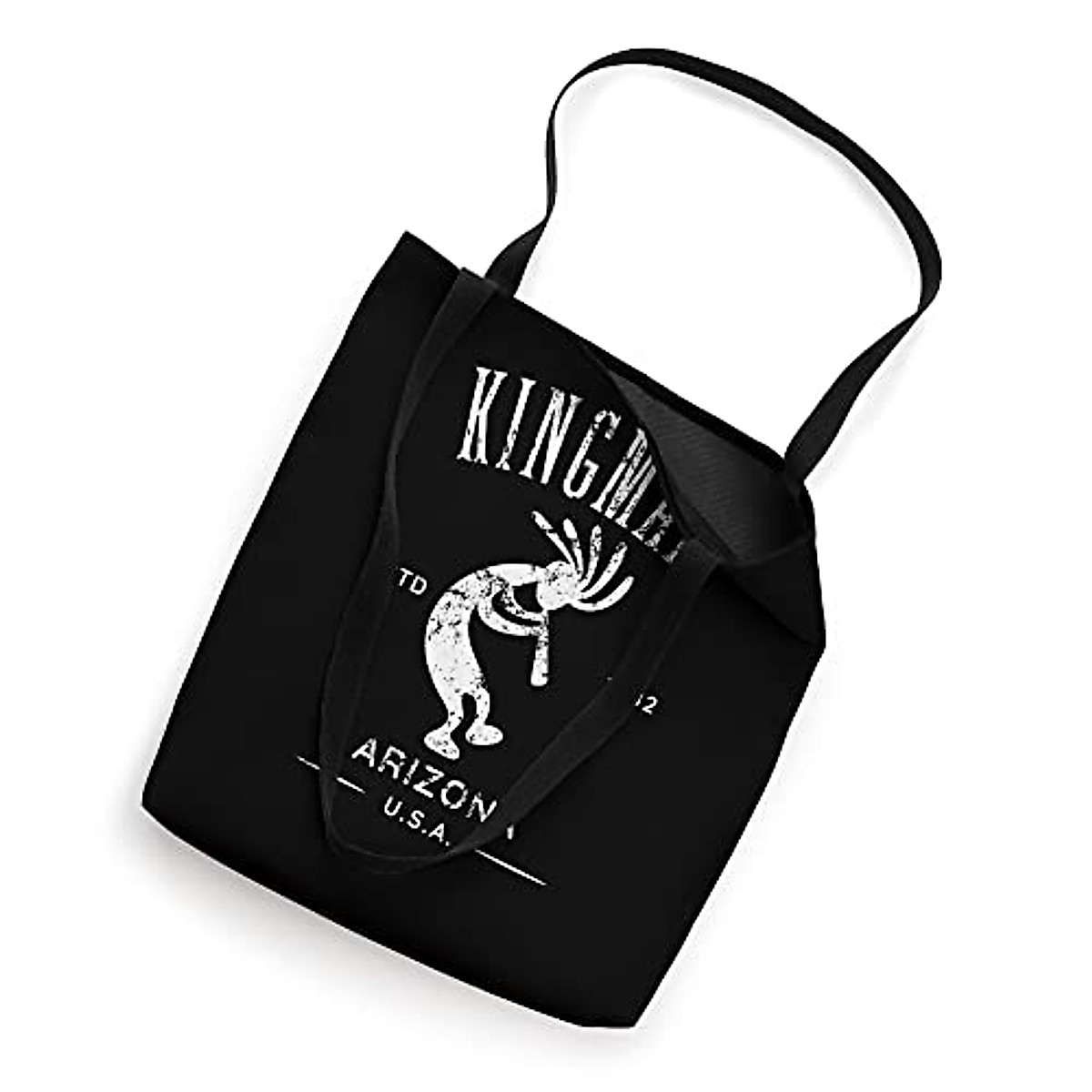 Kingman Arizona Dancing Kokopelli Distressed Design Tote Bag