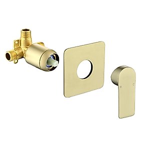 Shower Valves Wall Mount Shower Faucet Rough-In Valve Bathroom Trim Kit Single Handle Tub Shower Valve Mixer Brushed Gold