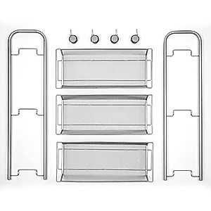 mDesign Steel Rolling Utility Cart Storage Organizer Trolley with 3 Basket Shelves for Laundry Room, Mudroom, Garage, Bathroom Organization - Holds Detergents, Hand Soap - Biro Collection, Silver