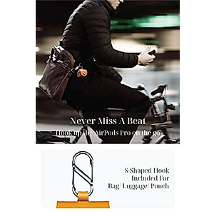 VogDUO Genuine Leather AirPods Pro Cover - Handcrafted Protective Case Anti-Lost Belt Loop with S Hook for Backpack, Compatible with Apple AirPod Pro/2 (Tan, Brown)