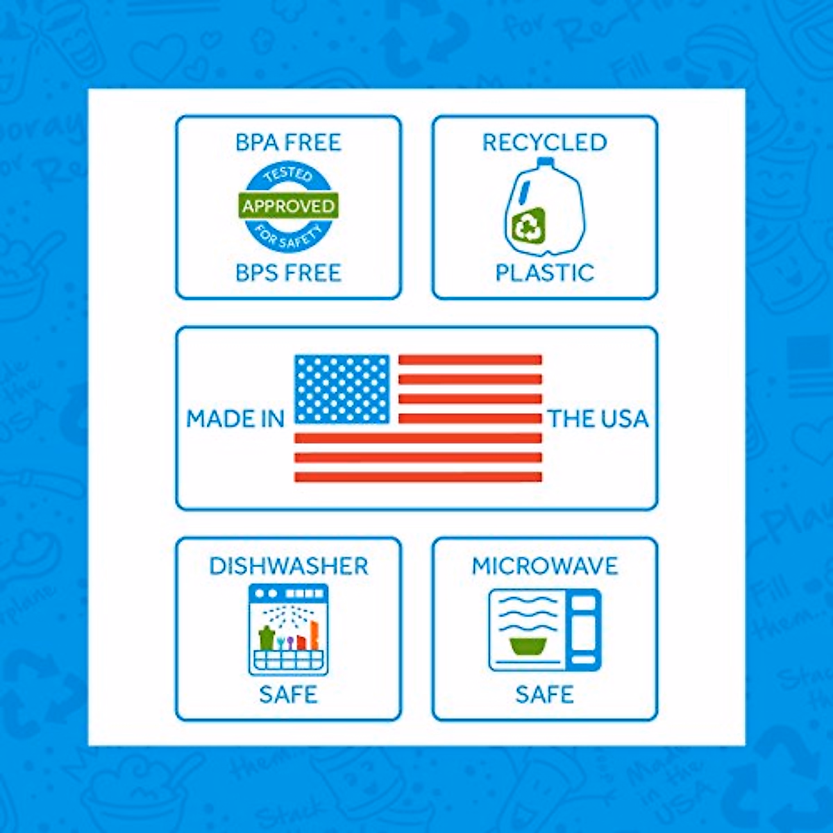 Re Play Made in USA 4pk -12 oz. Bowls - Made from Eco Friendly Heavyweight Recycled Milk Jugs - BPA Free - White