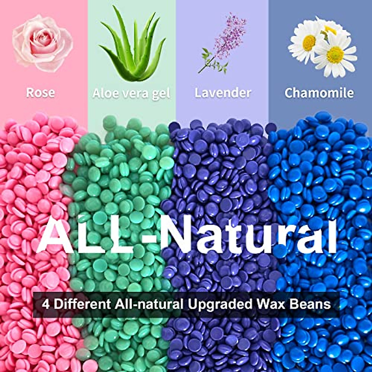 Wax Warmer Kit for Women Men, Hair Removal Waxing Kit with 4 Hard Wax Beans, Lacut Wax Pot for Bikini Brazilian Body Legs Eyebrows Armpits, Newest Diamond Appearance Wax Machine for Sensitive Skin (Pink)