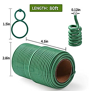 TELENT OUTDOORS 80 Feet Soft Plant Ties Green Plant Twist Ties, Plant ties for Support with 20 PCS Plant Clips, Gardening Supplies for Plants Office Home Organization 3mm Diameter