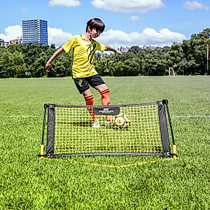 PodiuMax Solo Soccer Rebounder Net, Improve Your Ground Passing Skills, Easy to Assemble and Disassemble, Comes with Bag and Stake
