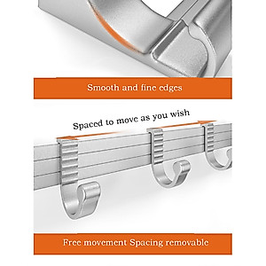 Bathroom Shelves Stud Mount Double Towel Rack Stainless Steel Constructed Rust-Proof Shelf with Built-in Bars and Hooks, Brushed Nickel Concealed Screw (Color : Silver, Size : 60cm)