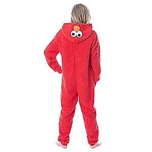 MJC International Sesame Street Adult Elmo Sherpa Union Suit Costume Pajama For Men Women (Large), Elmo Red